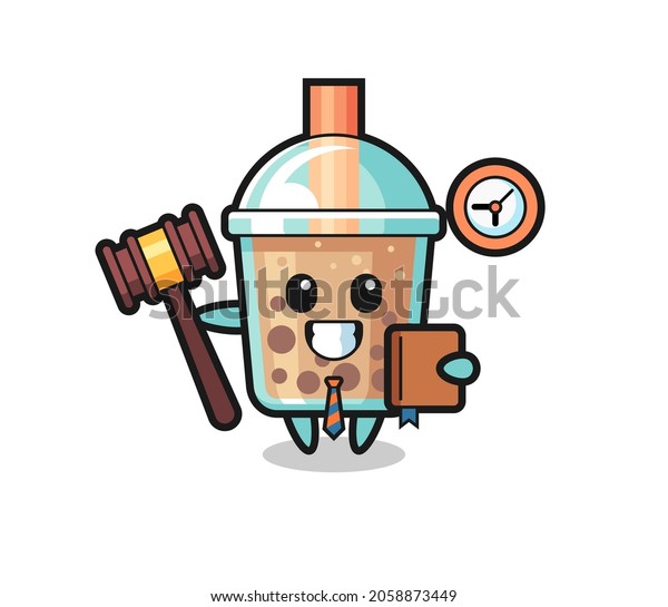 Mascot Cartoon Bubble Tea Judge Cute Stock Vector (Royalty Free ...