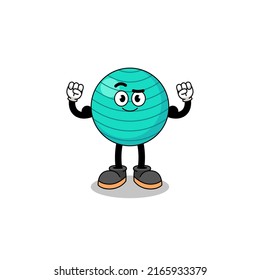 Mascot Cartoon Exercise Ball Posing Muscle Stock Vector (Royalty Free ...