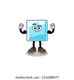 Mascot Cartoon Ice Block Posing Muscle Stock Vector (Royalty Free ...