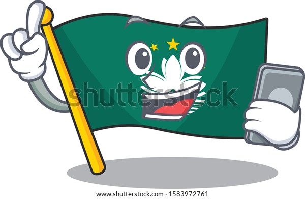 Mascot Cartoon Style Flag Macau Speaking Stock Vector (Royalty Free ...