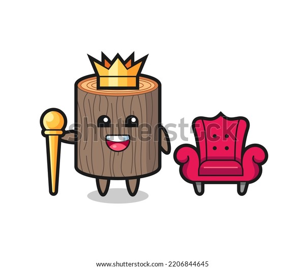 Mascot Cartoon Tree Stump King Cute Stock Vector (Royalty Free ...