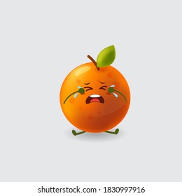 Mascot Cartoon Vector Illustration Crying Orange Stock Vector (Royalty ...