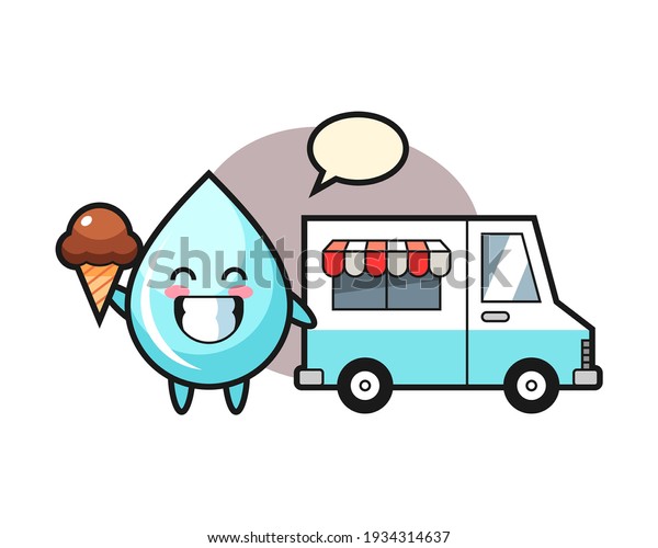 Mascot Cartoon Water Drop Ice Cream Stock Vector (Royalty Free ...