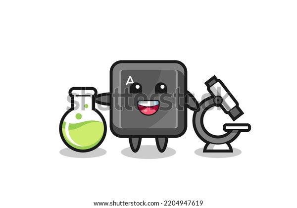 Mascot Character Keyboard Button Scientist Cute Stock Vector (Royalty ...