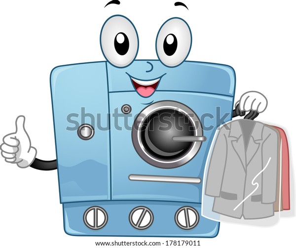Mascot Illustration Featuring Dry Clean Machine Stock Vector (Royalty ...
