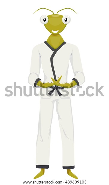 Mascot Illustration Praying Mantis Karate Costume Stock Vector (Royalty ...