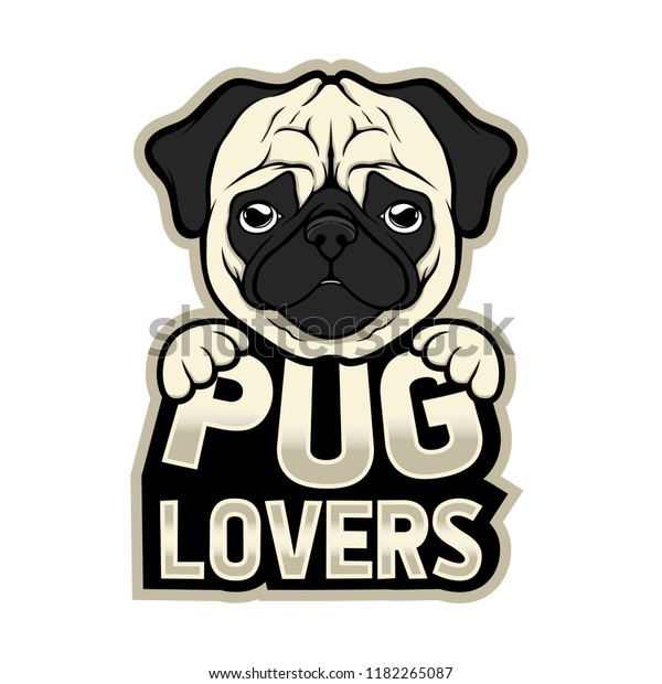 Mascot Logo Pug Lovers Stock Vector (Royalty Free) 1182265087