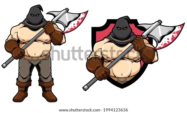Mascot Medieval Executioner Isolated On White Stock Vector (Royalty ...