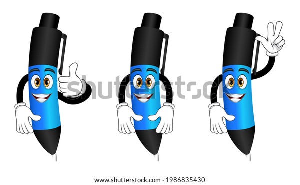 Mascot Pen Characters Standing Doing Different Stock Vector (Royalty ...