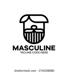 Masculine Man Outline Logo Vector Illustration Stock Vector (Royalty ...