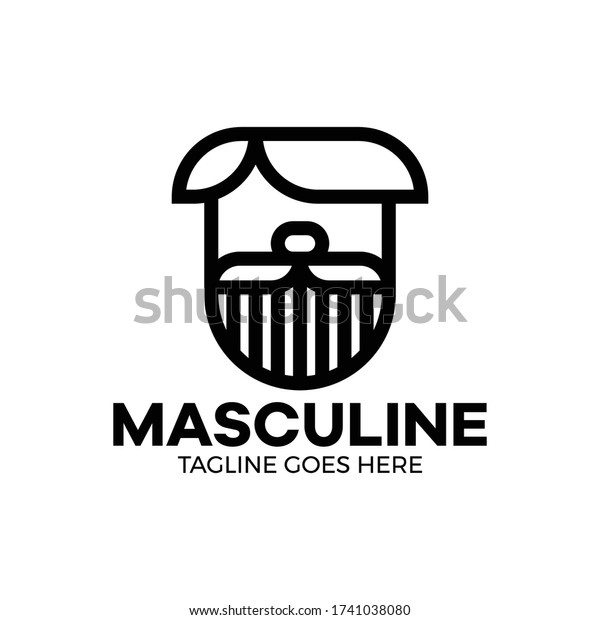 Masculine Man Outline Logo Vector Illustration Stock Vector (Royalty ...