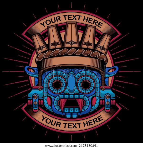 máscara del dios azteca tlaloc, vector: vector de stock (libre de ...