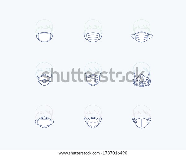 Mask Icon Set Included Line Icons Stock Vector (Royalty Free ...