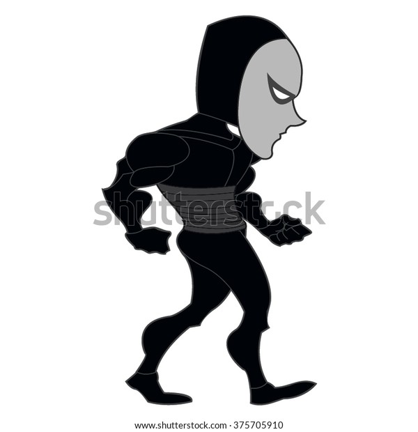 Mask On Black Bad Guy Walking Stock Vector (Royalty Free) 375705910