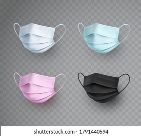 Mask Set Isolated On Transparent Background Stock Vector (Royalty Free ...