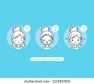 735 Steps how apply facial mask Stock Illustrations, Images & Vectors ...