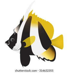 Coloring Page Outline Cartoon Bannerfish Funny Stock Vector (Royalty ...