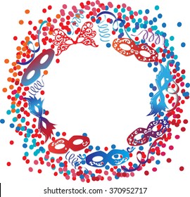 Masks Confetti Round Frame Vector Stock Vector (Royalty Free) 370952717 ...