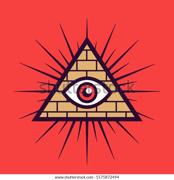 Masonic Sign On Red Background Pyramid Stock Vector (Royalty Free ...