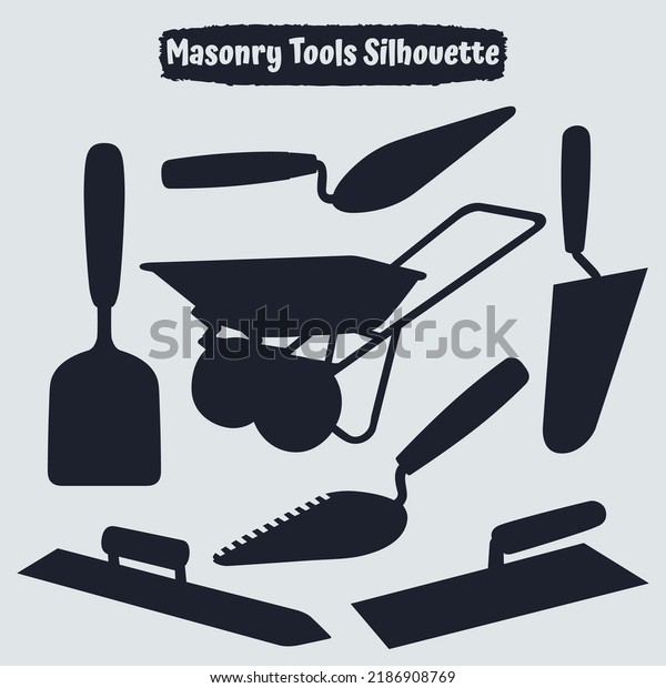 Masonry Tools Silhouette Vector Illustration Stock Vector (Royalty Free ...
