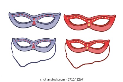 Masquerade Mask Set Vector Cartoon Illustration Stock Vector (Royalty ...