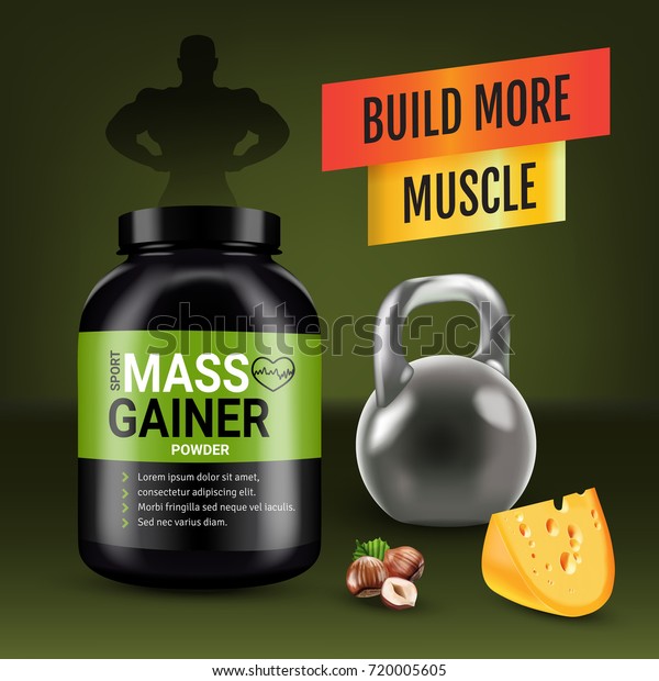 Mass Gainer Ads Vector Realistic Illustration Stock Vector (Royalty ...