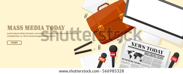 Mass Media Background Flat Stylepress Conference Stock Vector (Royalty ...