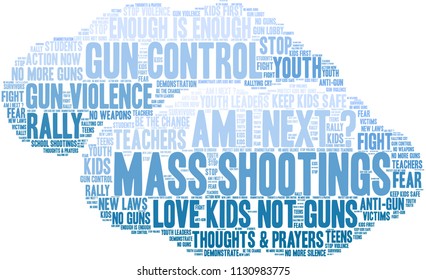 Vektor Stok Mass Shootings Word Cloud On White (Tanpa Royalti ...