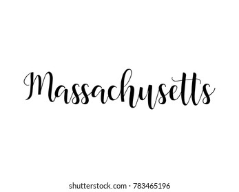 Massachusetts Lettering Hand Drawn Vector Illustration: vector de stock ...