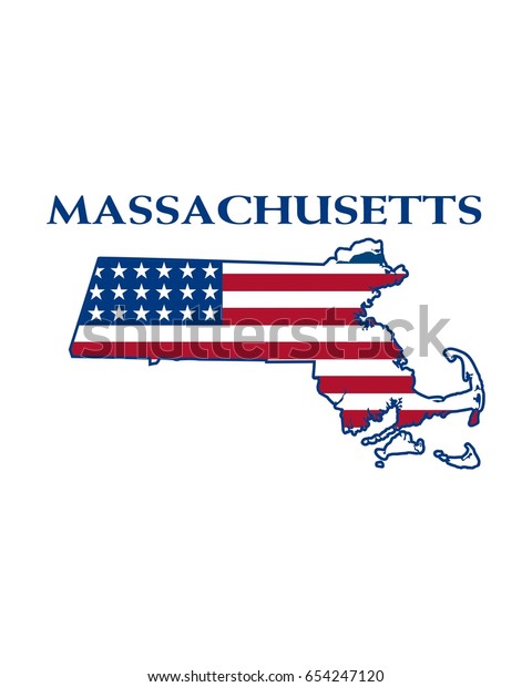Massachusetts Map Vector America Flag Stock Vector (Royalty Free ...
