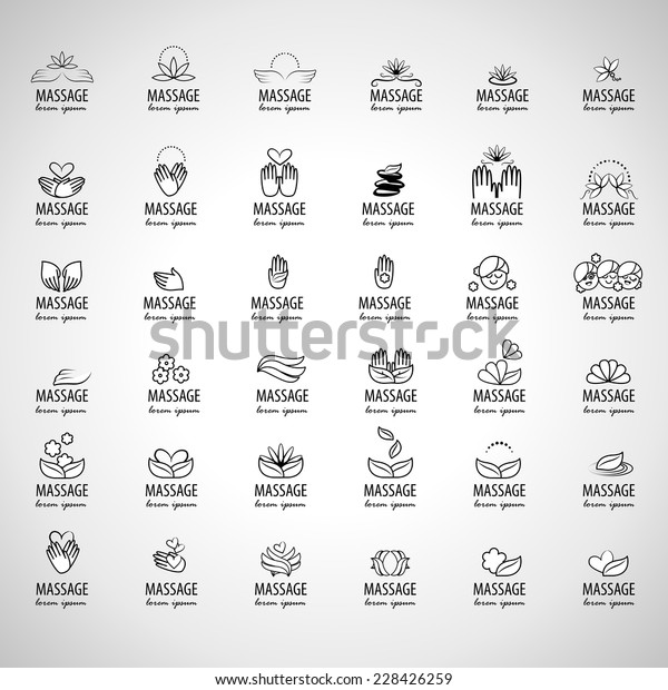 Massage Icons Set Isolated On Gray 库存矢量图（免版税）228426259