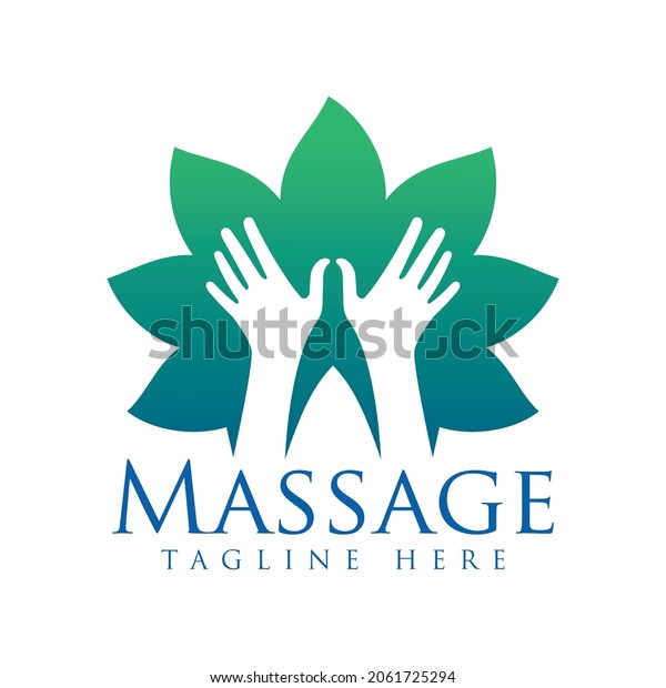 Massage Logo Hand Leafmassage Logo Design Stock Vector (Royalty Free ...