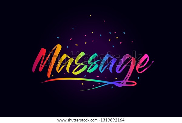 Massage Word Text Handwritten Rainbow Vibrant: vector de stock (libre ...
