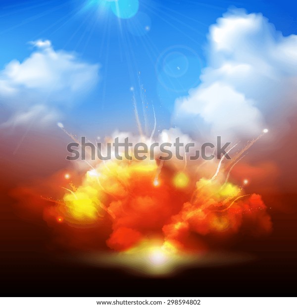Massive Yellow Orange Explosion Bursting Into: vector de stock (libre ...