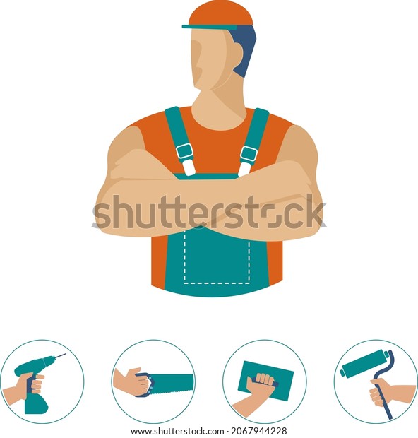 Master Builder Icons Construction Repair Finishing Stock Vector ...