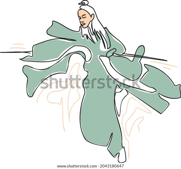 Master Kung Fu Line Art Vector: เวกเตอร์สต็อก (ปลอดค่าลิขสิทธิ์ ...