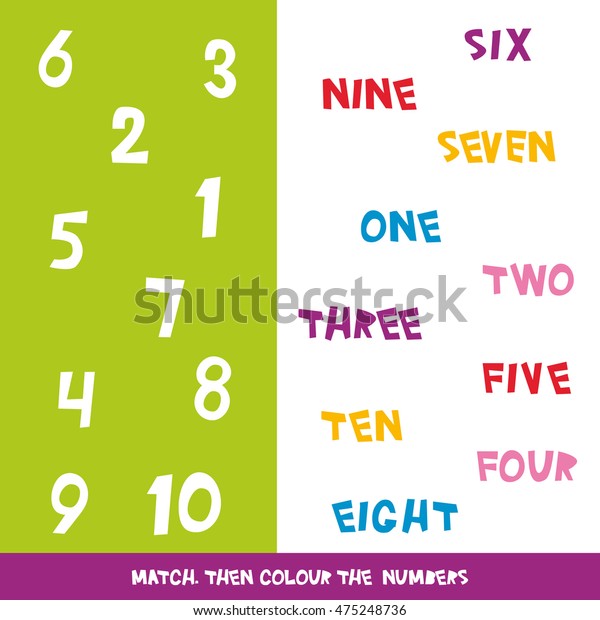 Match Colour Numbers 1 10 Kids Stock Vector (Royalty Free) 475248736 ...