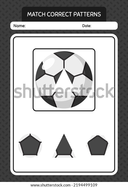 Match Pattern Game Soccerball Worksheet Preschool Stock Vector (Royalty ...