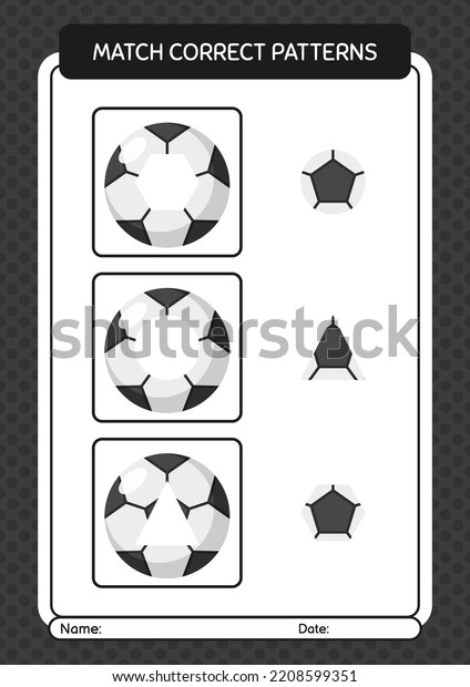 Match Pattern Game Soccerball Worksheet Preschool Stock Vector (Royalty ...