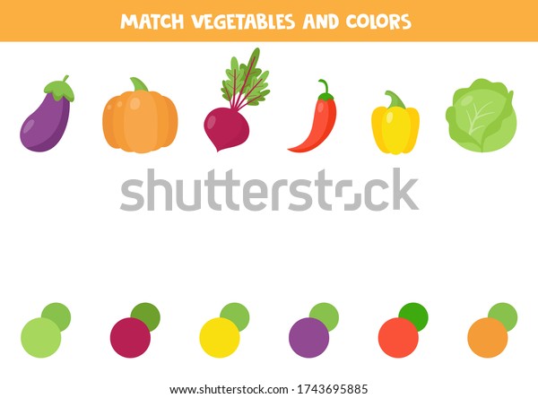 Match Vegetables Their Colors Educational Worksheet Stock Vector ...