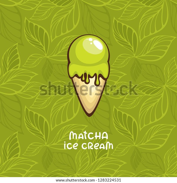 Matcha Ice Cream Cone Vector Illustration Stock Vector (Royalty Free ...