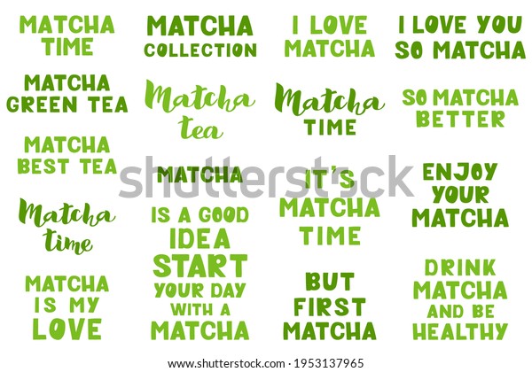 Matcha Lettering Set Vector Illustration Isolated Stock Vector (Royalty ...