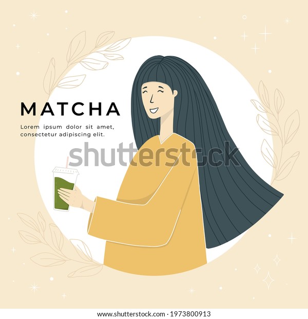 Matcha Template Social Media Cute Girl Stock Vector (Royalty Free ...
