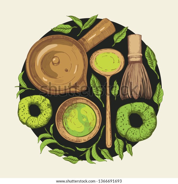 Matcha Vector Illustration Food Drink Sketch Stock Vector (Royalty Free ...