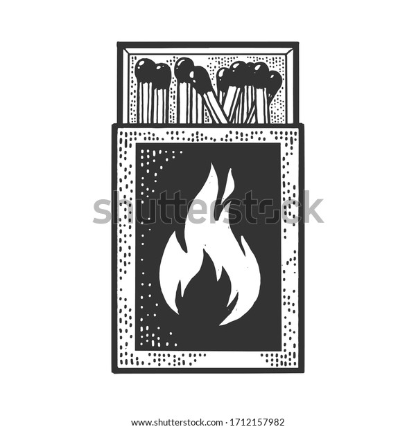 Matchbox Matches Sketch Engraving Vector Illustration: เวกเตอร์สต็อก ...