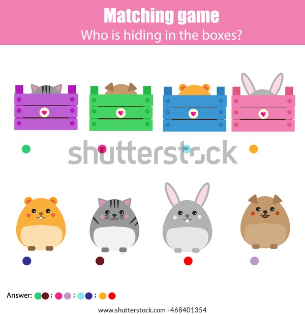 Matching Children Education Game Kids Activity Stock Vector (Royalty ... Matching Children Education Game Kids Activity Stock Vector (Royalty ...