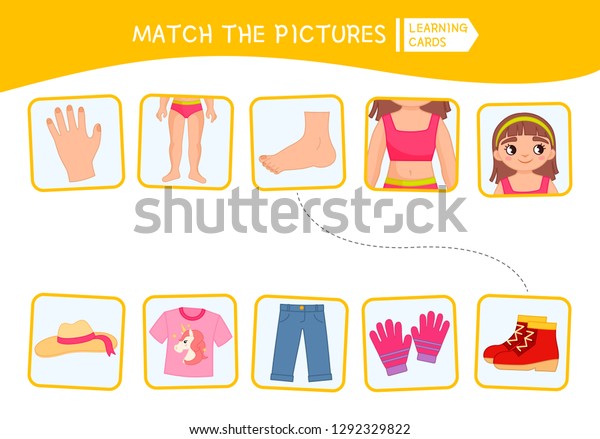 Matching Children Educational Game Match Body Stock Vector (Royalty ...