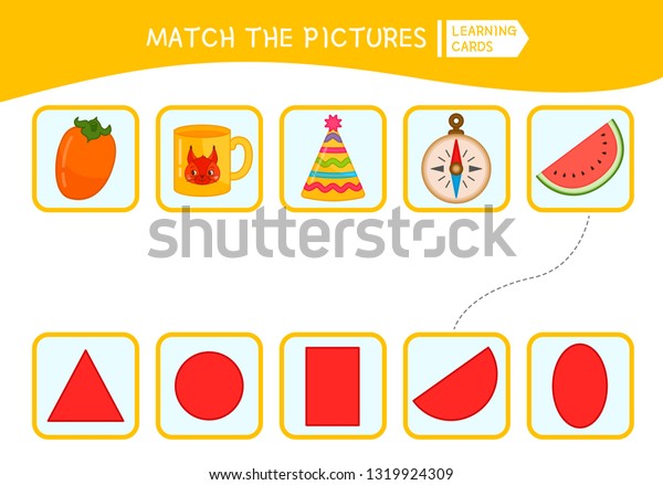 Matching children educational game. Match of objects and geometric ...