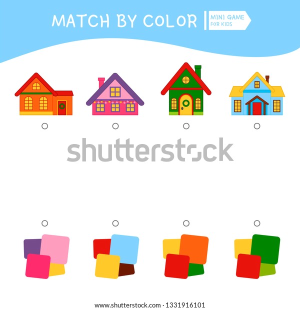Matching children educational game. Match by colors. Activity for pre ...