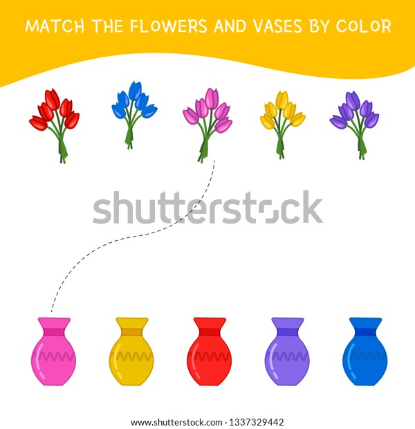 Matching Children Educational Game Match Flowers Stock Vector (Royalty ...